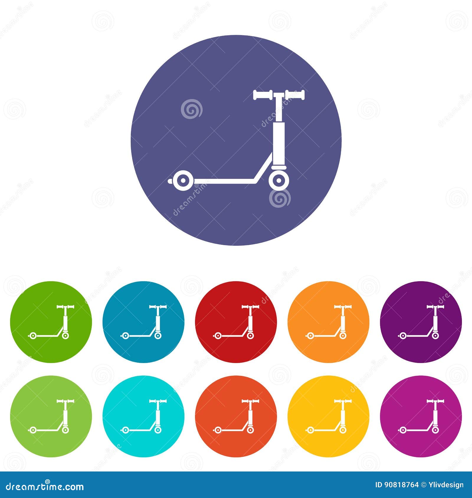 Scooter Icons Set Flat Vector Stock Vector - Illustration of pushcycle ...