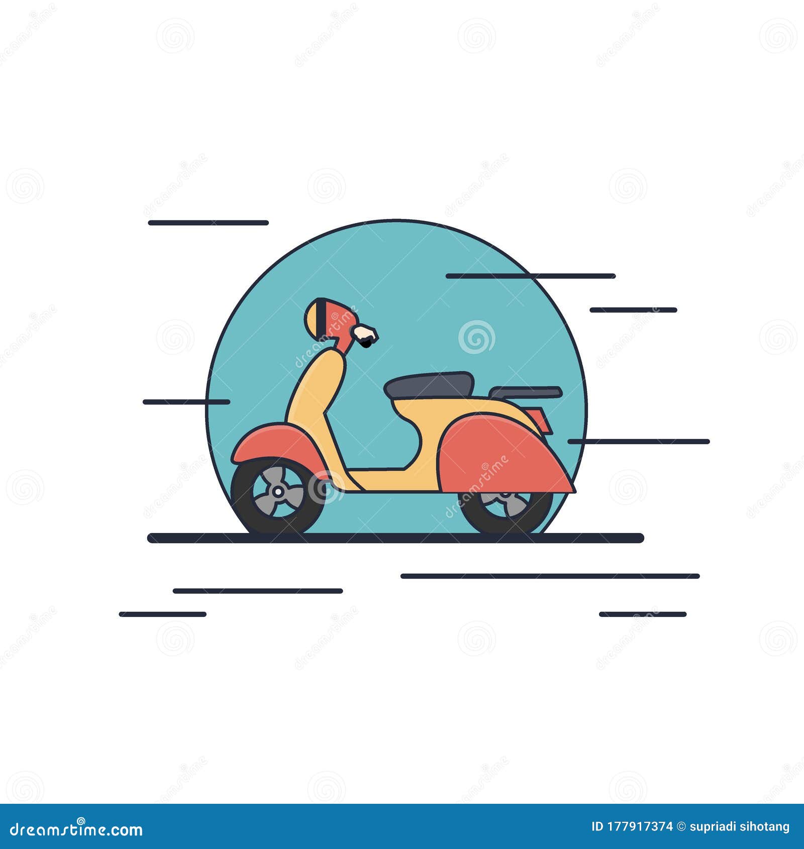 Scooter Illustration. Red and Orange Motorcycle Stock Illustration ...