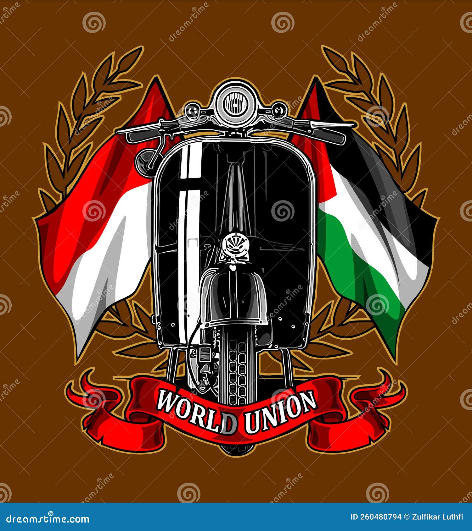 Scooter With Indonesian Batik Pattern Vector Illustration | CartoonDealer.com #263865092