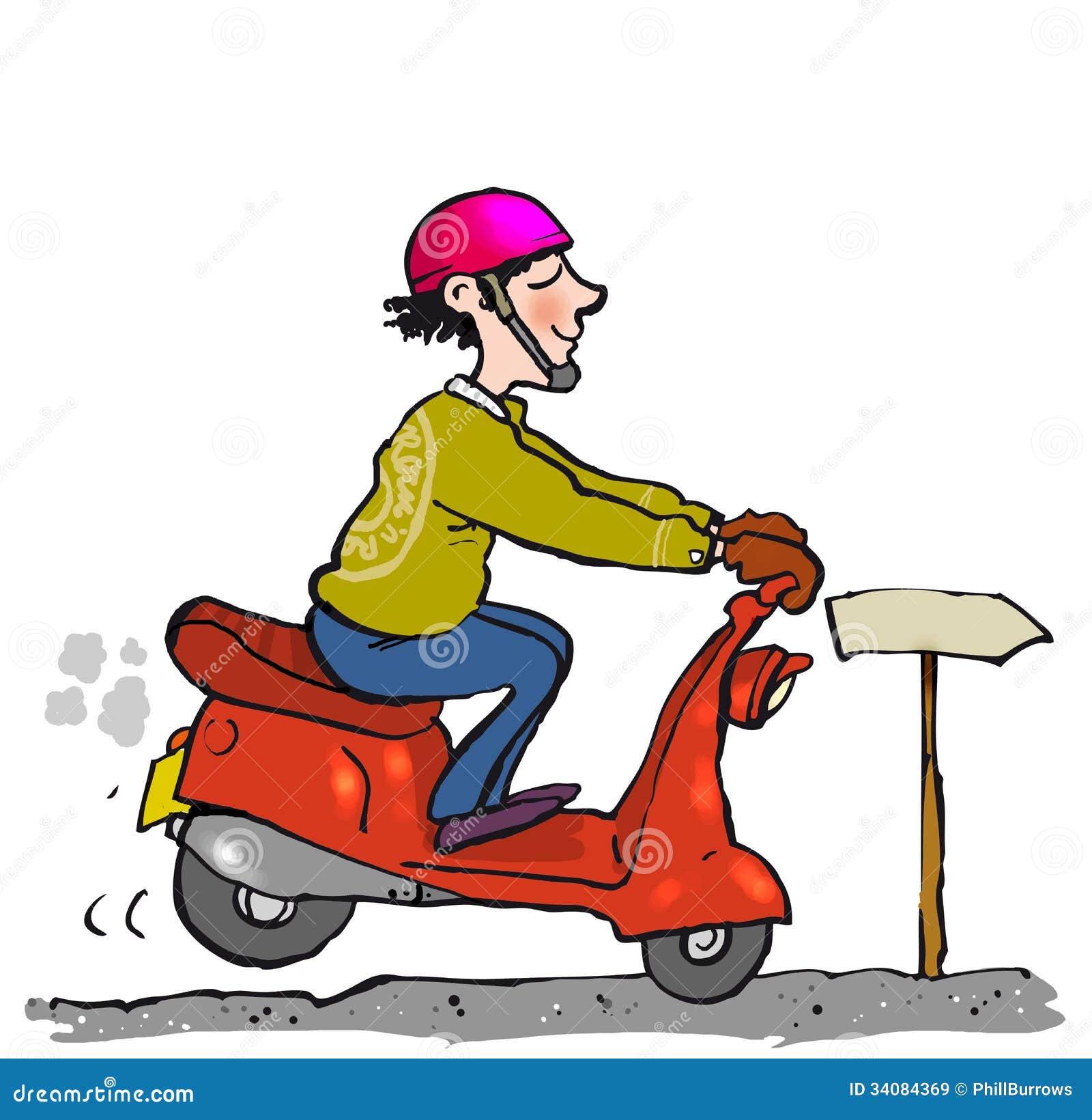 Scooter man stock illustration. Illustration of cute - 34084369
