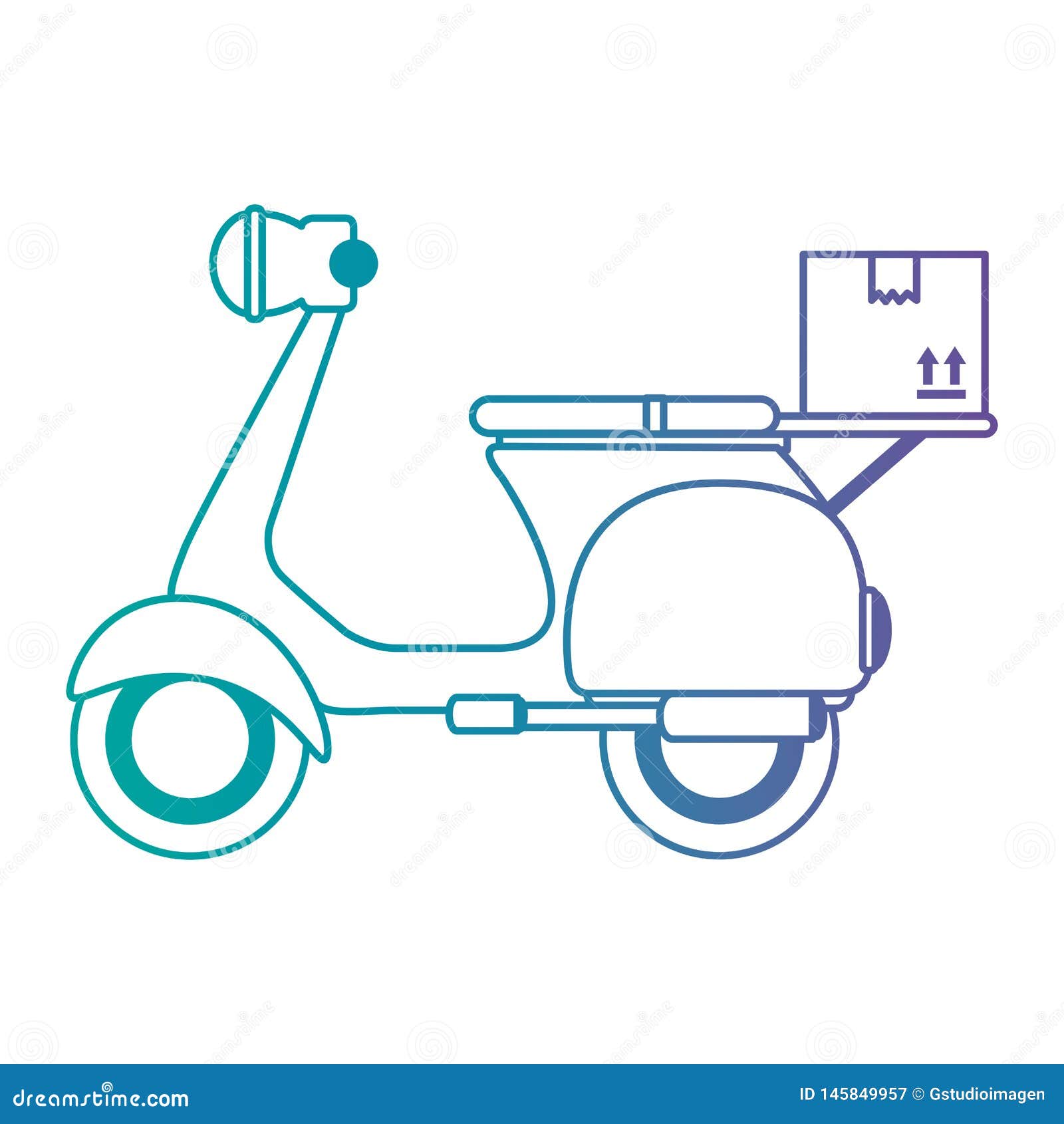 Scooter Motorcycle with Box Stock Illustration - Illustration of ...