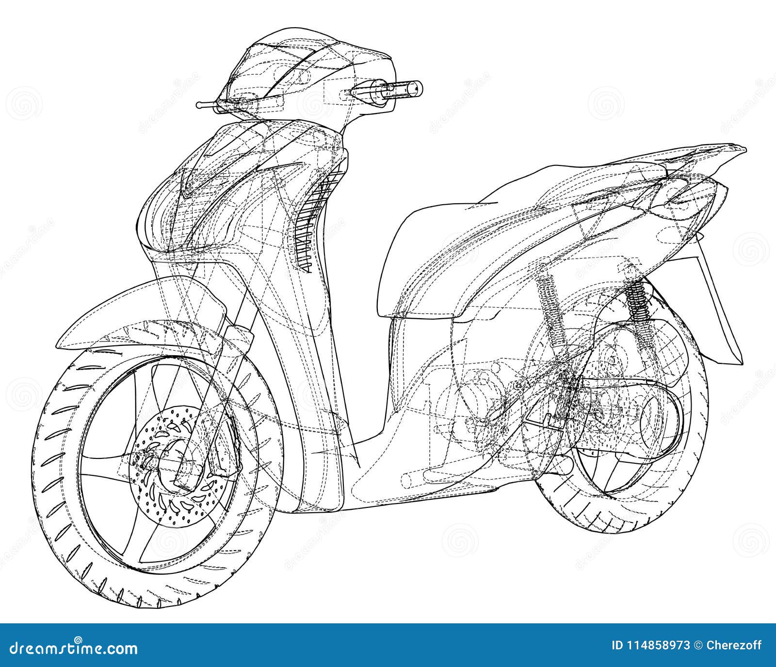 Scooter Outline Concept. Vector Stock Vector - Illustration of drawing ...
