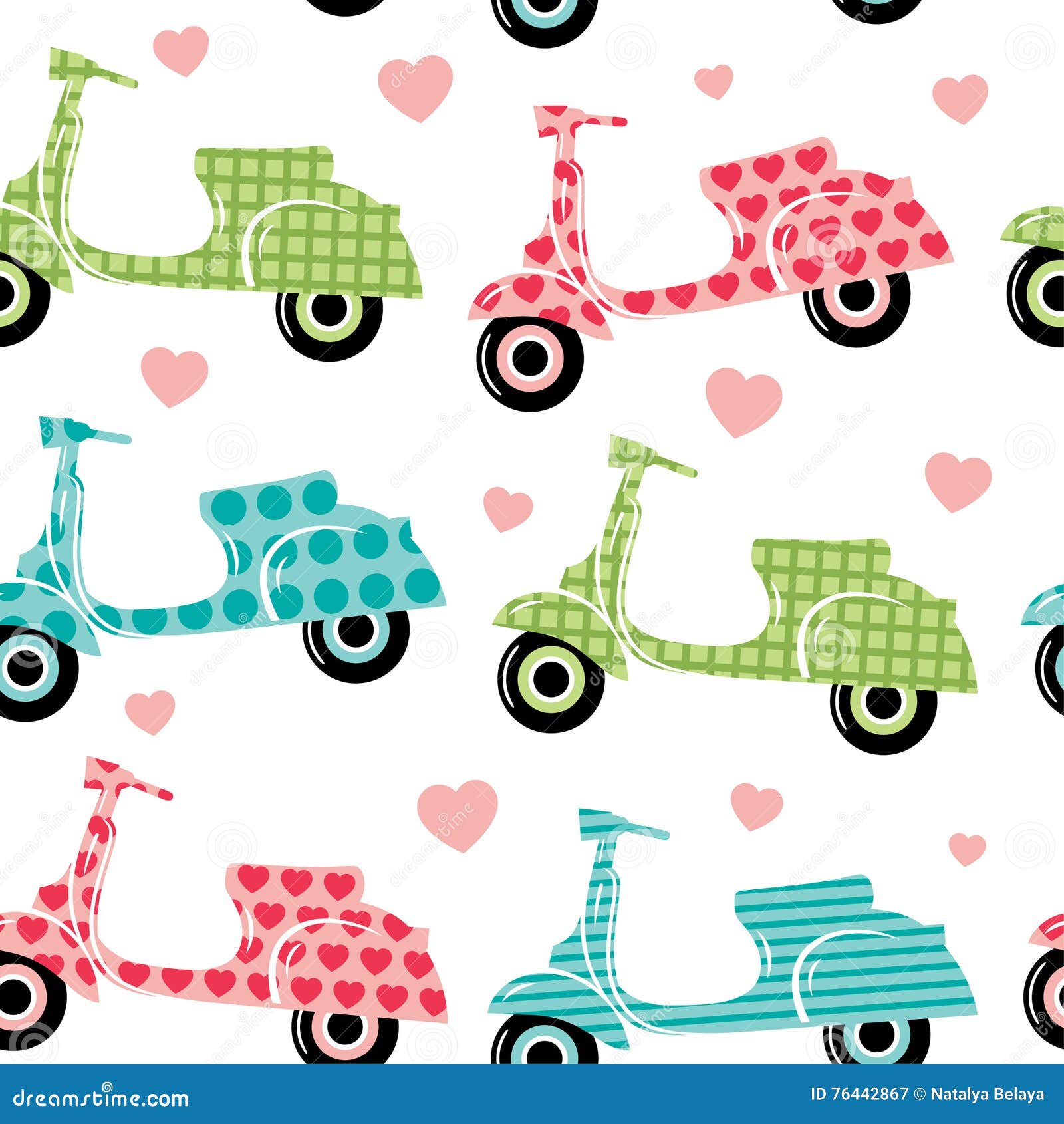 Scooter pattern stock vector. Illustration of bike, style - 76442867
