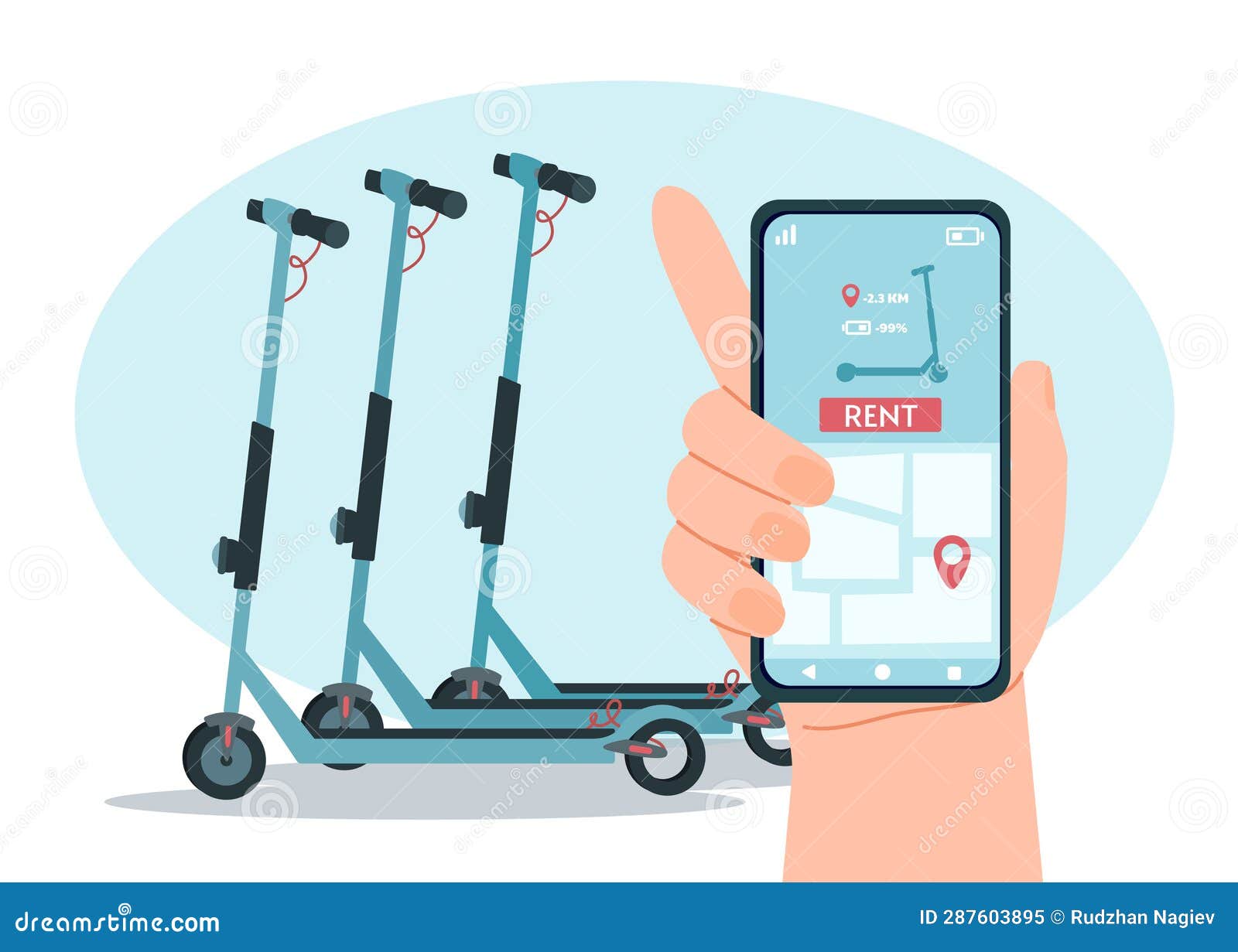 Scooter for Rent Vector Concept Stock Vector - Illustration of kick ...