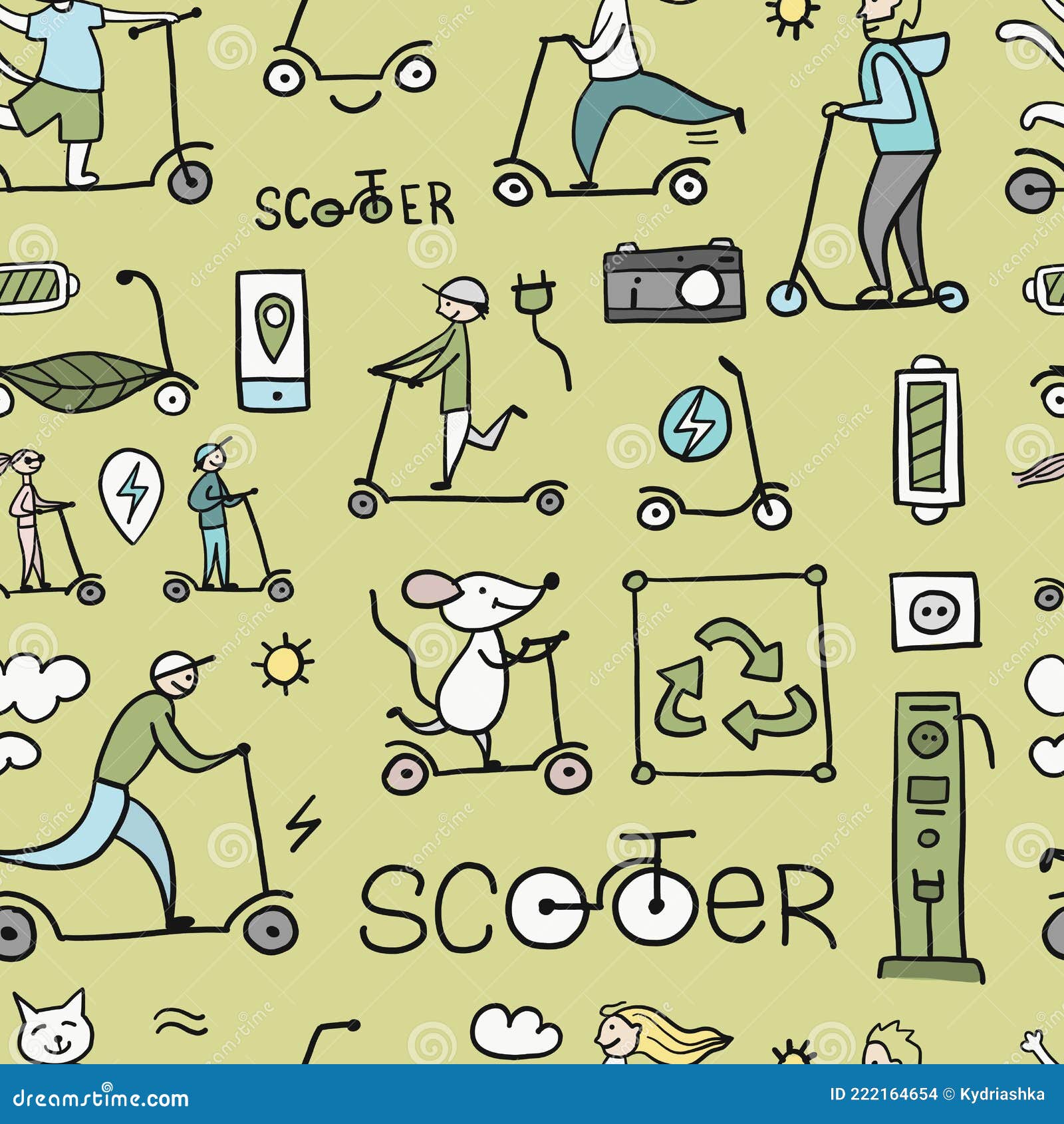 Scooter Theme Background. Ecological Green Transport Concept Stock ...