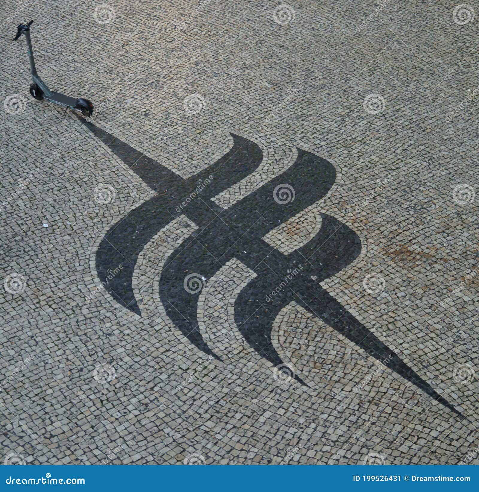 Scooter and Tile Pattern on Grey Sidewalk Stock Image - Image of ...