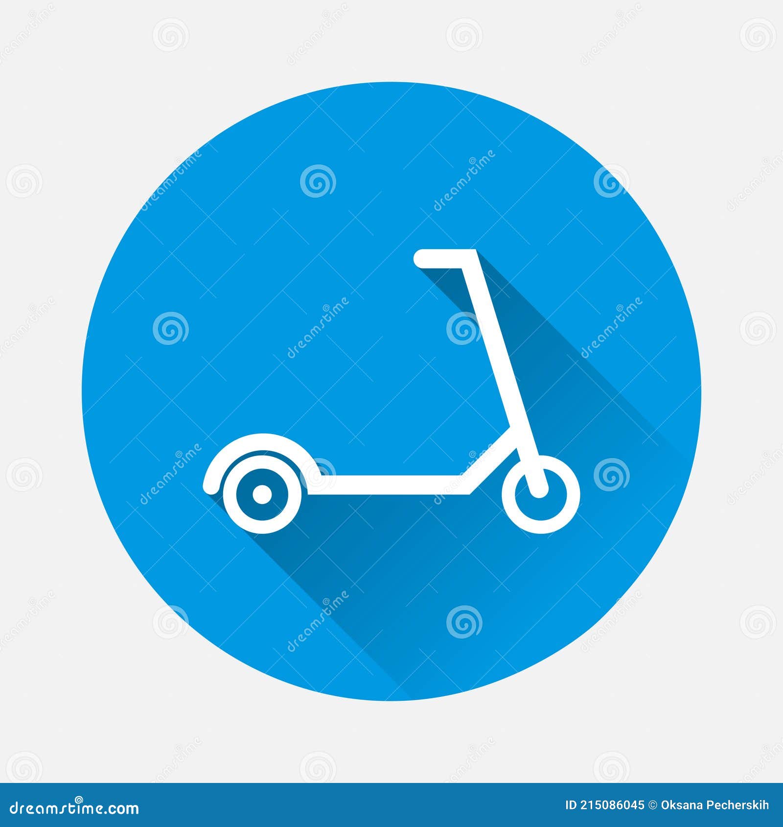 Scooter Vector Icon on Blue Background. Flat Image with Long Shadow ...