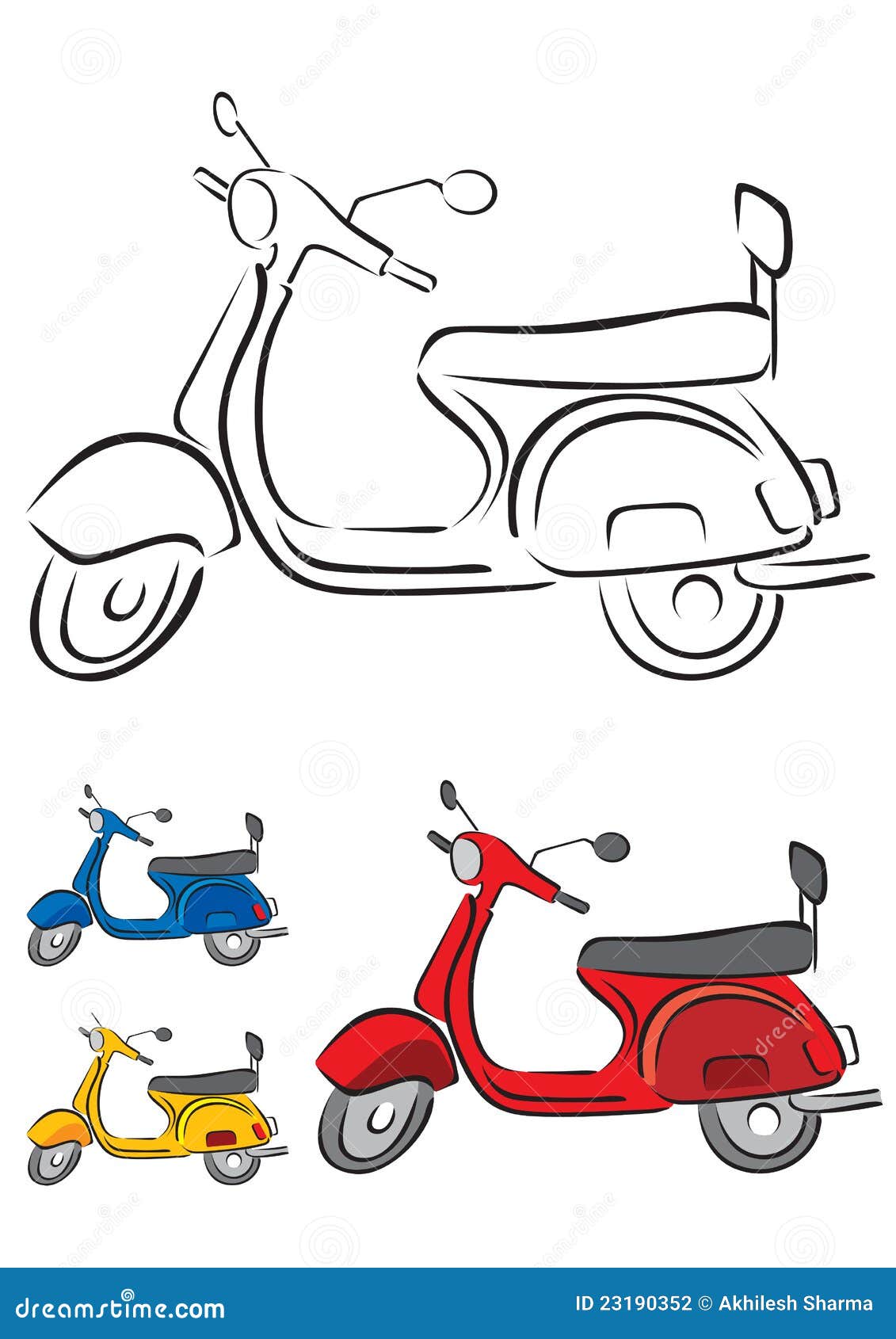 Scooter Vector Illustration Stock Vector - Illustration of transport ...