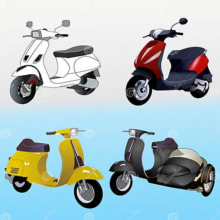 Motorcycle Scooter 4 in 1 Vector Image Stock Image - Illustration of ...