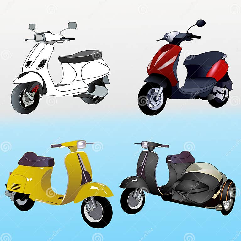 Motorcycle Scooter 4 in 1 Vector Image Stock Image - Illustration of ...