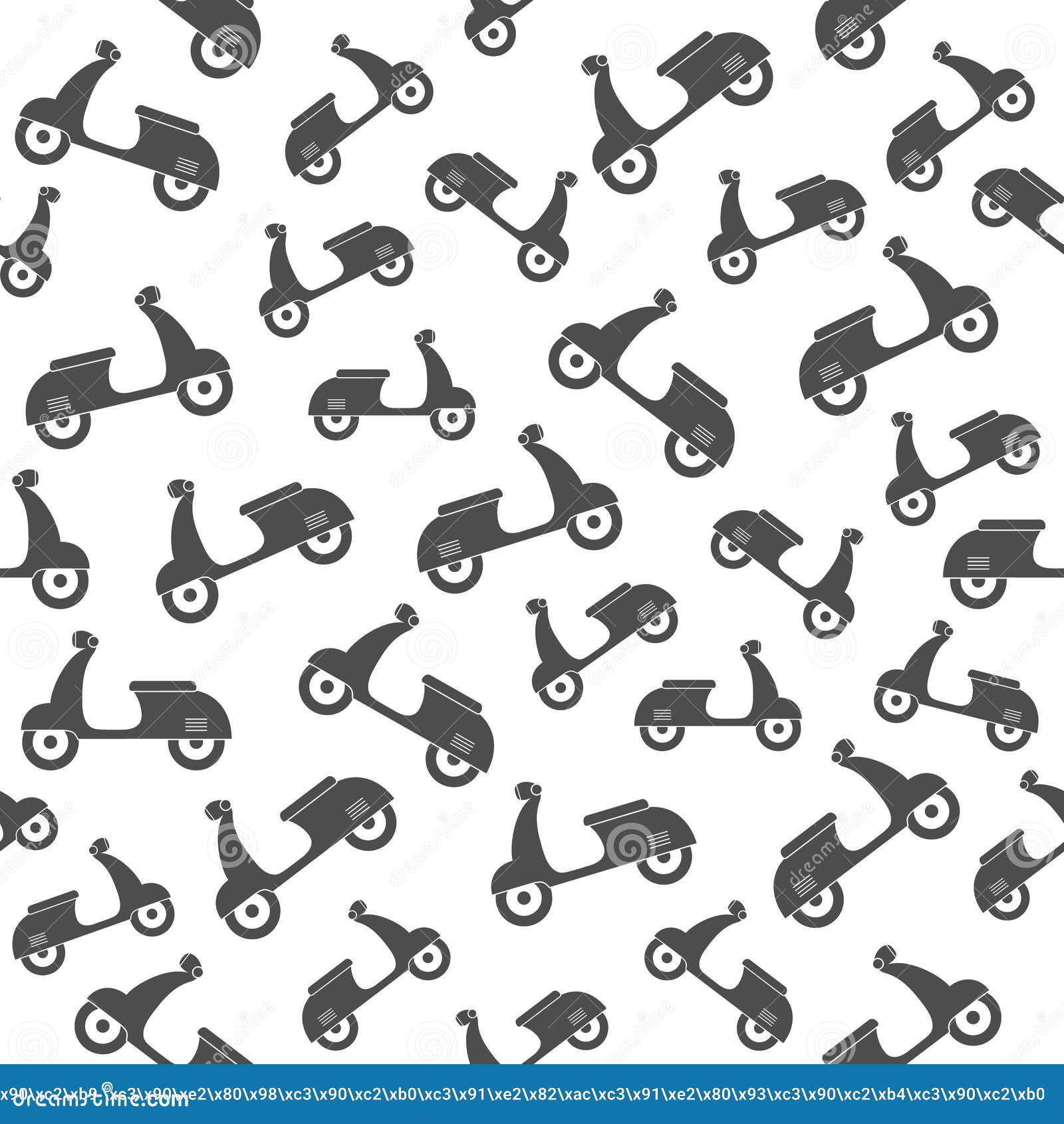 Scooters Seamless Vector Pattern. Motorcycle White Background Stock ...