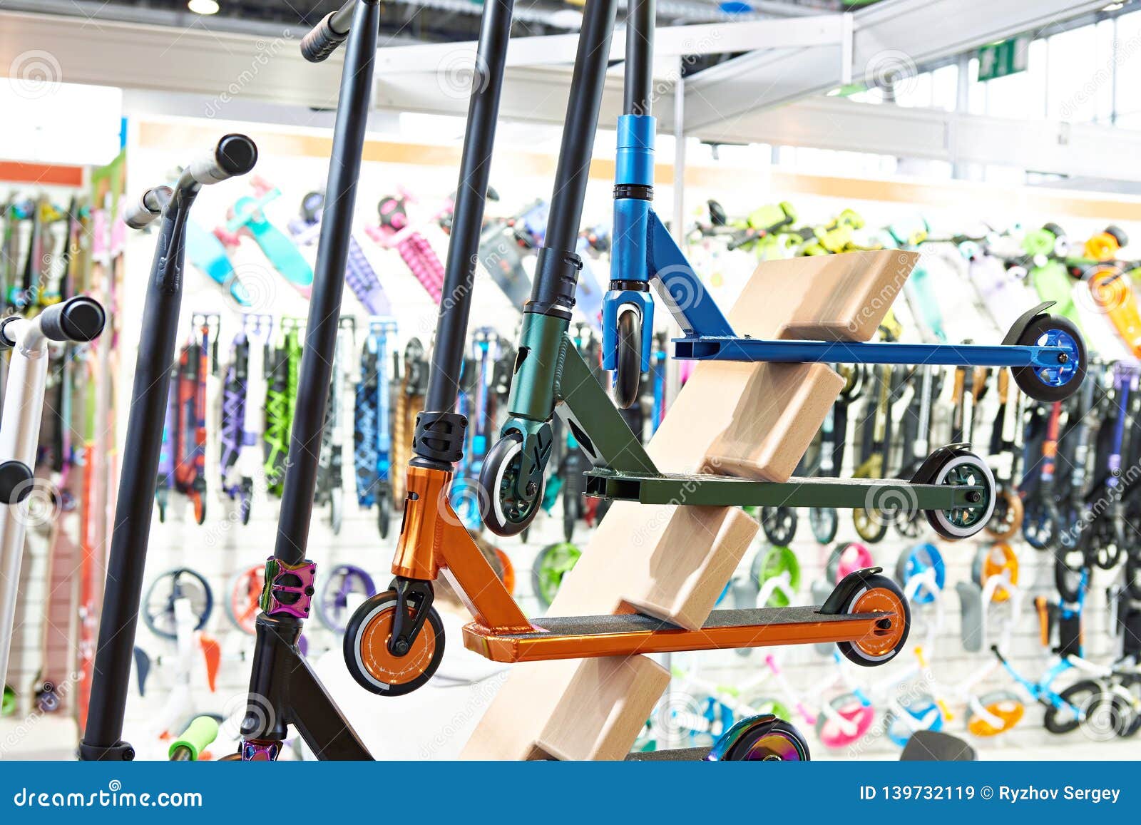 Scooters in store stock image. Image of store, equipment - 139732119
