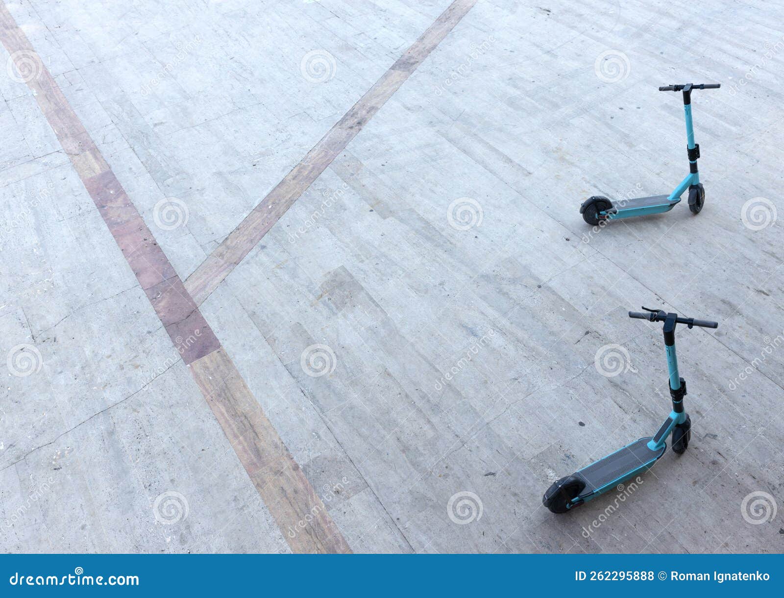 Scooters Stand on a Platform with a Flat Coating Stock Photo - Image of ...