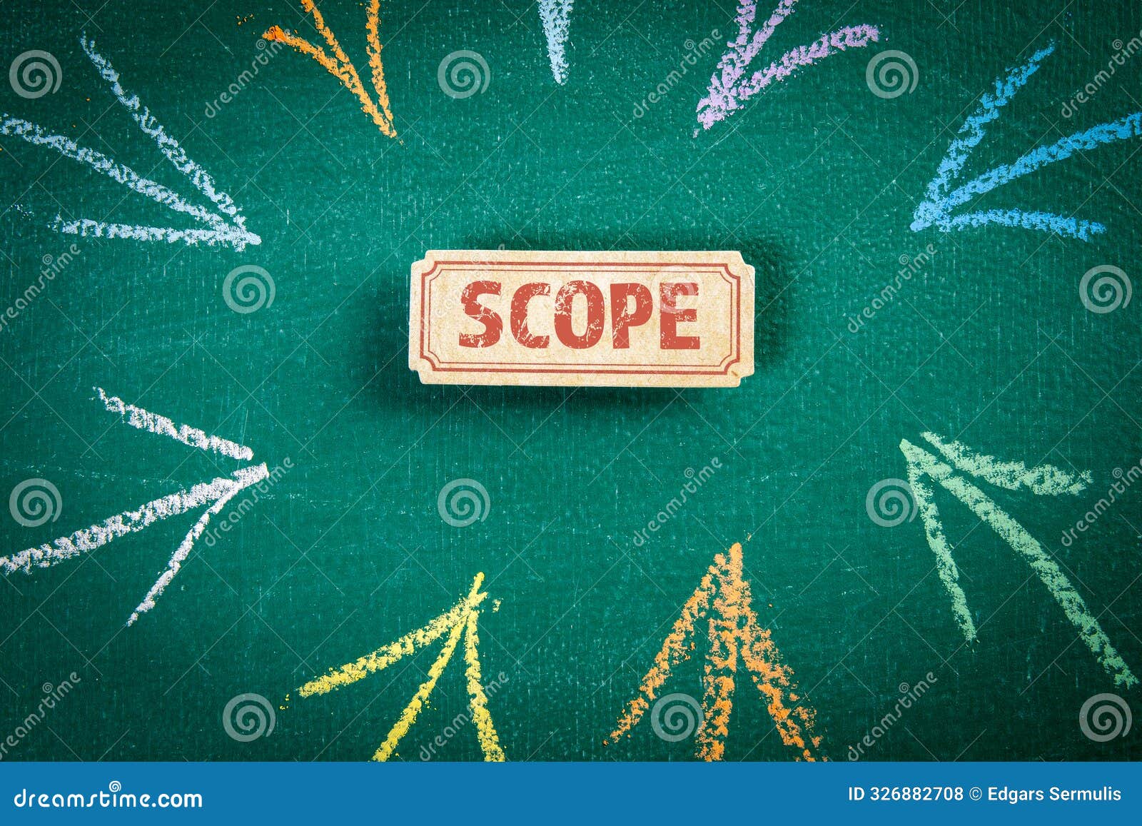 SCOPE. Cardboard Sticky Note with Text on a Green Chalkboard Stock ...