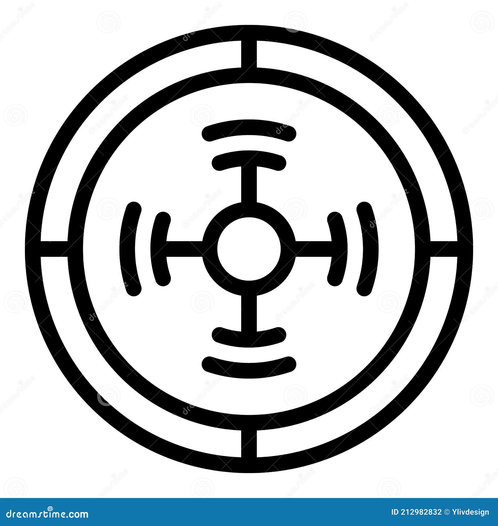 Scope icon, outline style stock vector. Illustration of hunting - 212982832