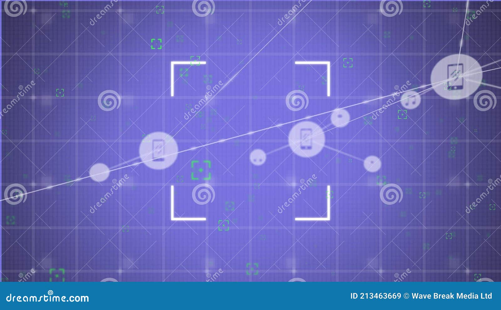 Scope Scanning Over Network of Digital Icons Against Grid Network on ...