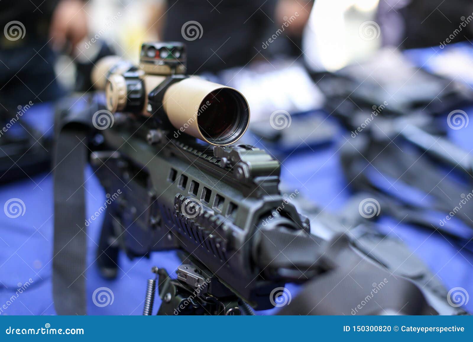 Scope on a Tactical Assault Rifle Stock Photo - Image of glass, hunter ...