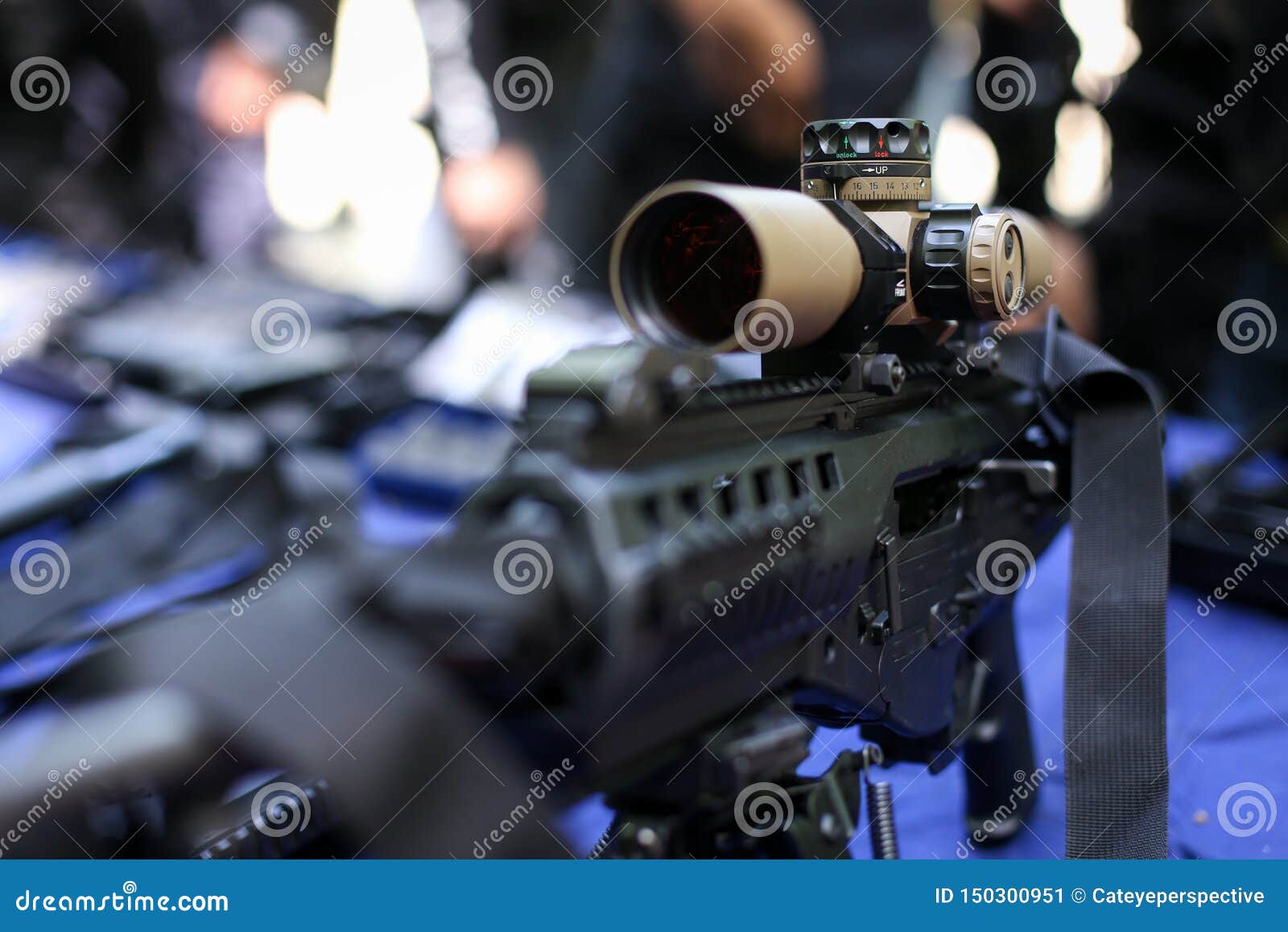 Scope on a Tactical Assault Rifle Stock Image - Image of reticle ...