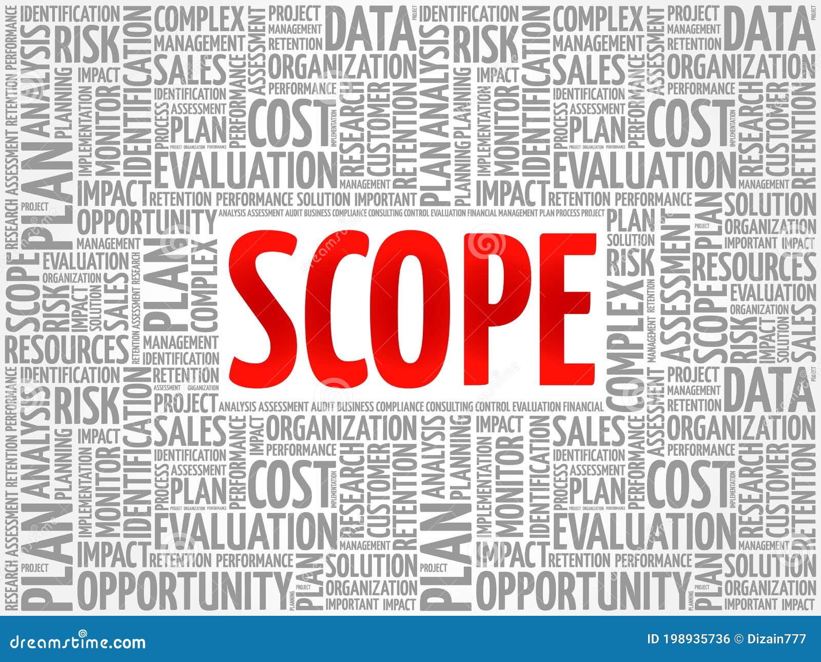 SCOPE word cloud stock illustration. Illustration of practices - 198935736
