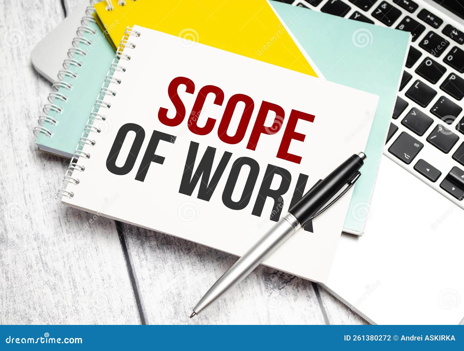 Scope of Work on Colourful Notebooks with Laptop Stock Photo - Image of ...