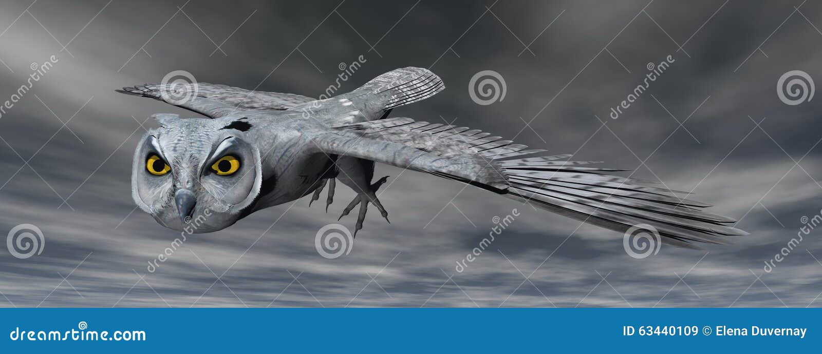 Scops owl - 3D render stock illustration. Illustration of flying - 63440109