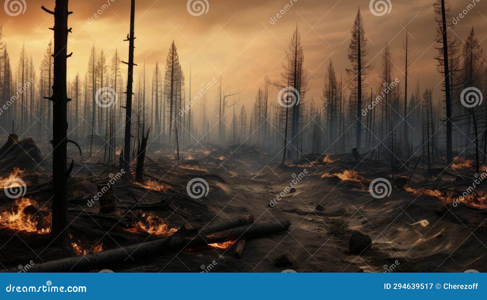 Scorched Forest after Wildfires Stock Image - Image of burnt ...