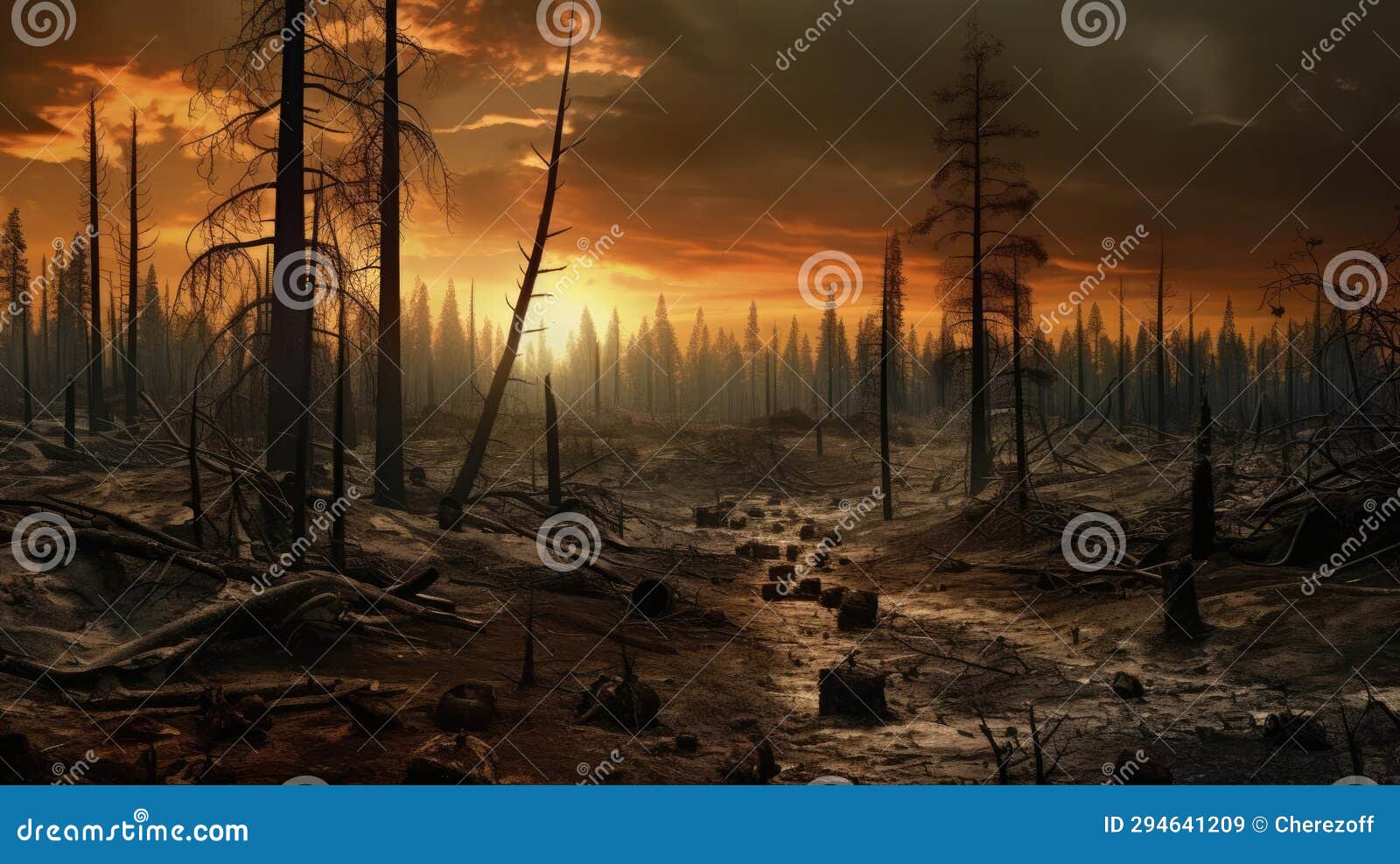 Scorched Forest after Wildfires Stock Image - Image of tree, damage ...