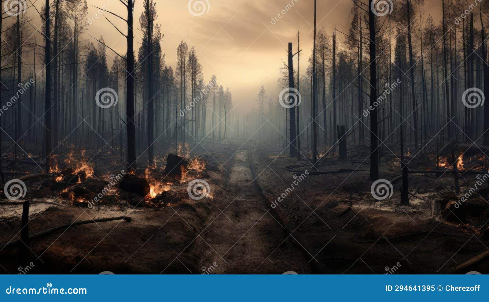 Scorched Forest after Wildfires Stock Image - Image of destruction ...