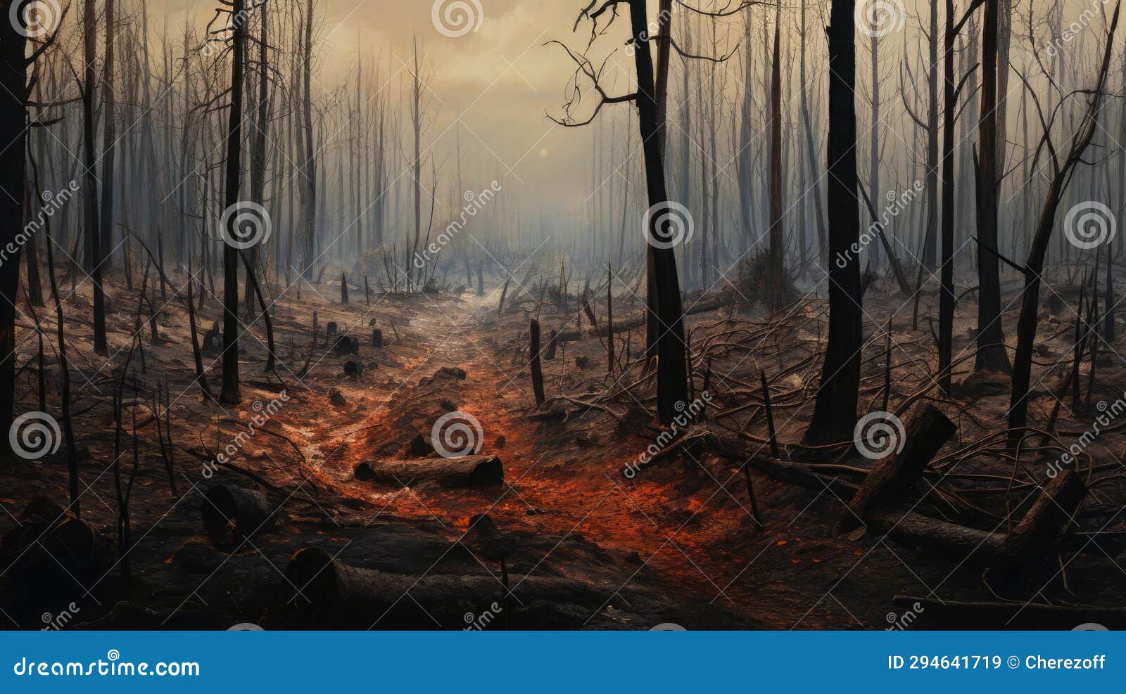 Scorched Forest after Wildfires Stock Image - Image of blackened ...