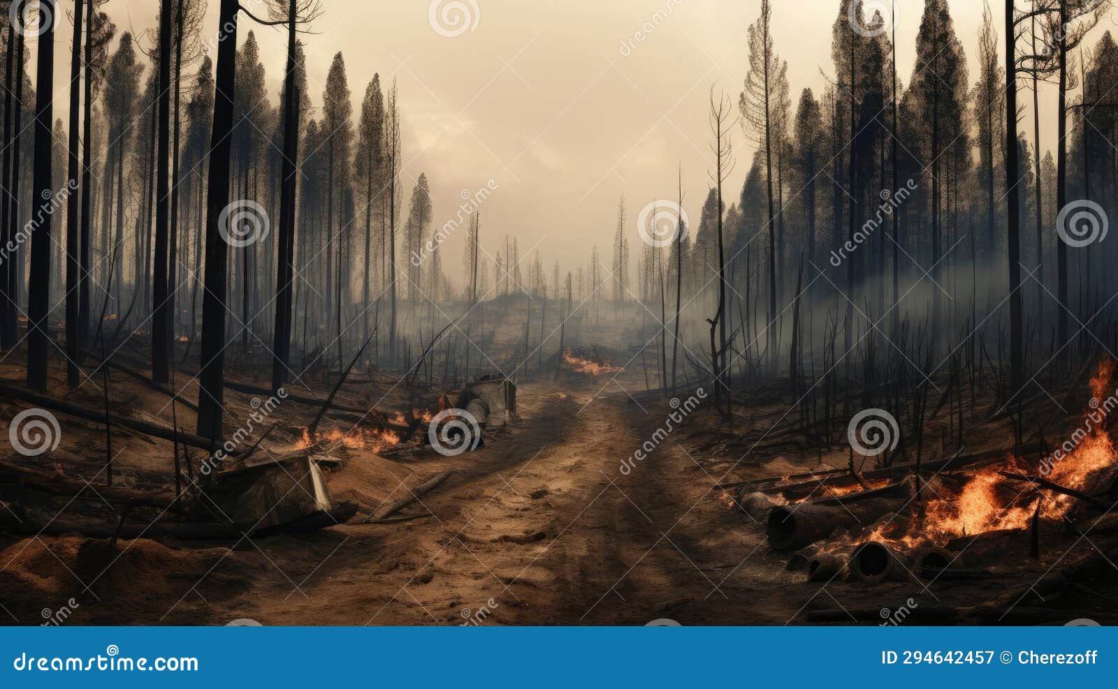 Scorched Forest after Wildfires Stock Image - Image of stones ...