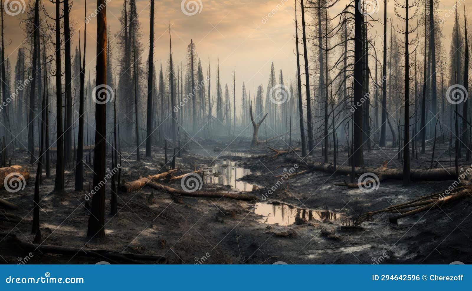 Scorched Forest after Wildfires Stock Photo - Image of tree, hill ...