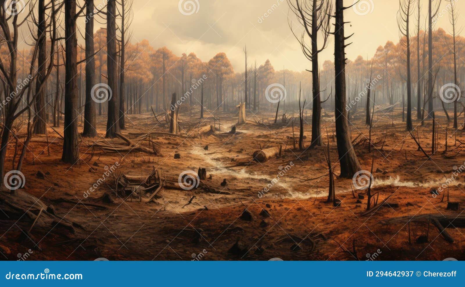 Scorched Forest after Wildfires Stock Image - Image of nature ...