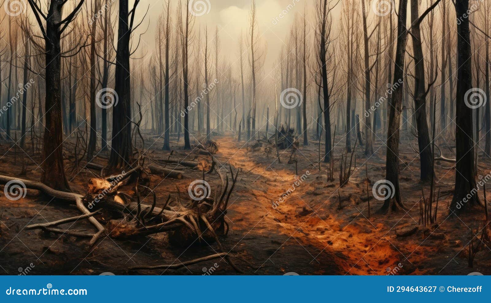 Scorched Forest after Wildfires Stock Image - Image of deforestation ...