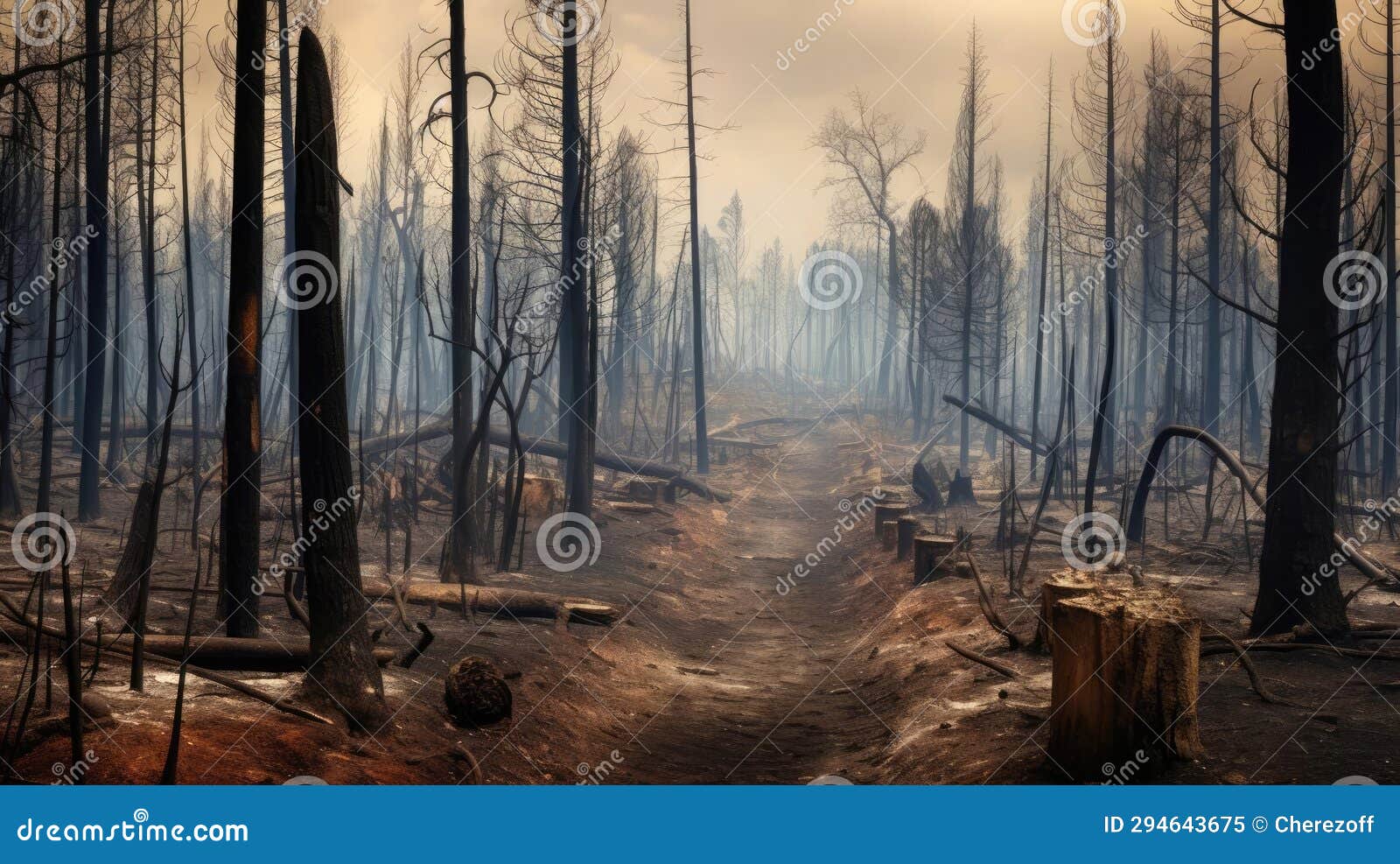 Scorched Forest after Wildfires Stock Image - Image of drought ...
