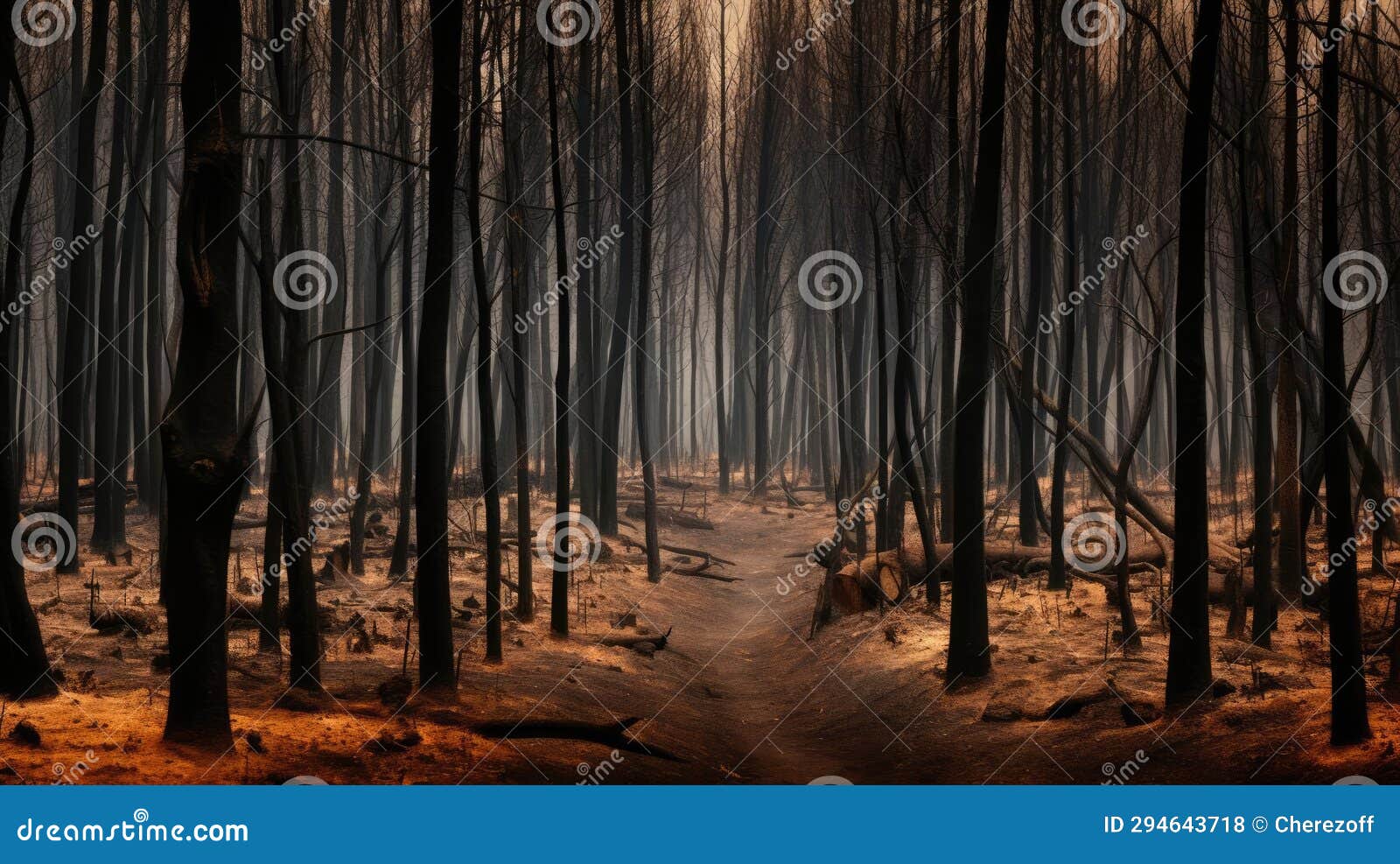 Scorched Forest after Wildfires Stock Photo - Image of landscape ...