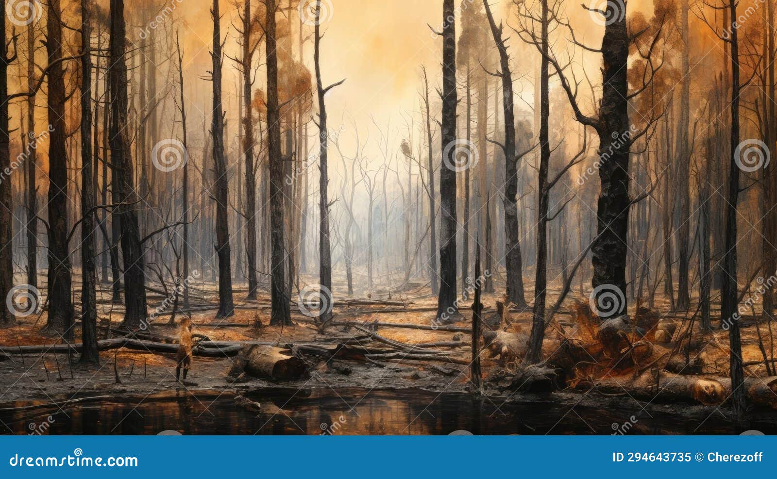 Scorched Forest after Wildfires Stock Image - Image of drought, burnt ...