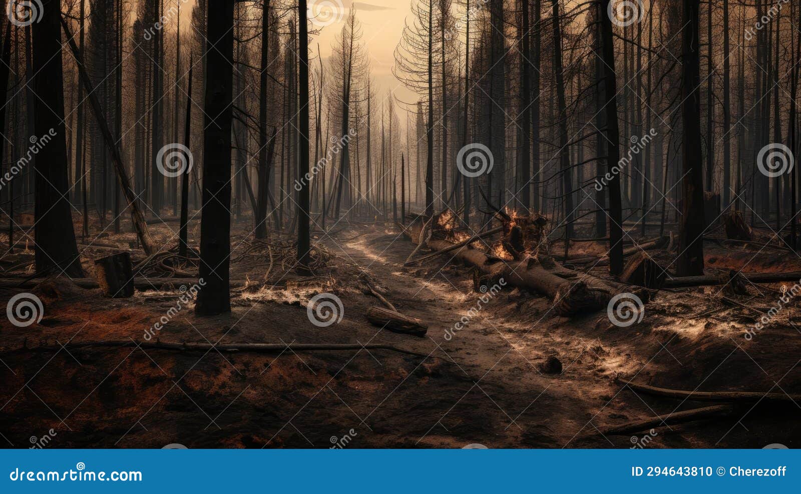 Scorched Forest after Wildfires Stock Photo - Image of damage, mountain ...