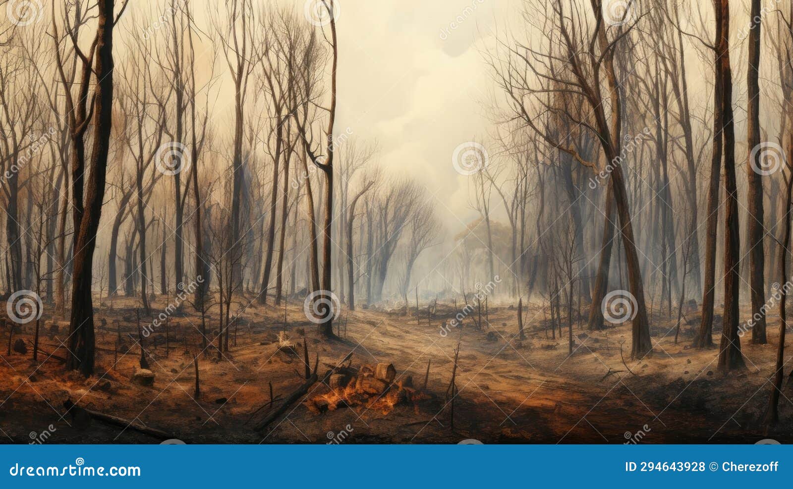 Scorched Forest after Wildfires Stock Photo - Image of landscape ...