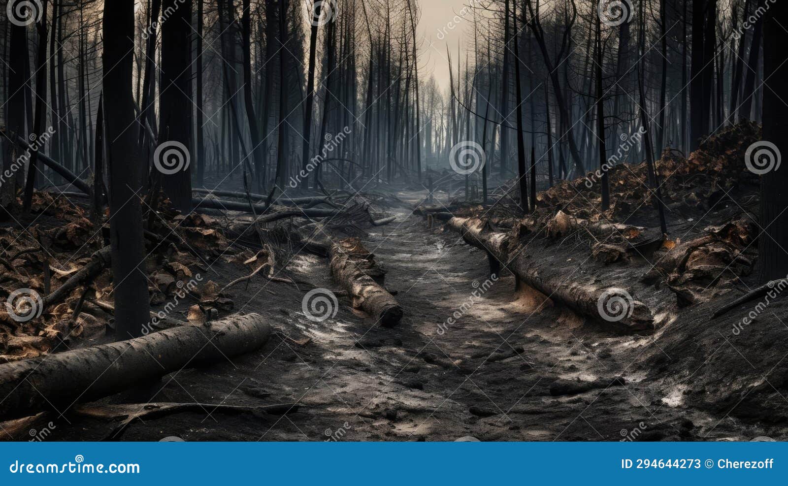 Scorched Forest after Wildfires Stock Image - Image of problem, drought ...