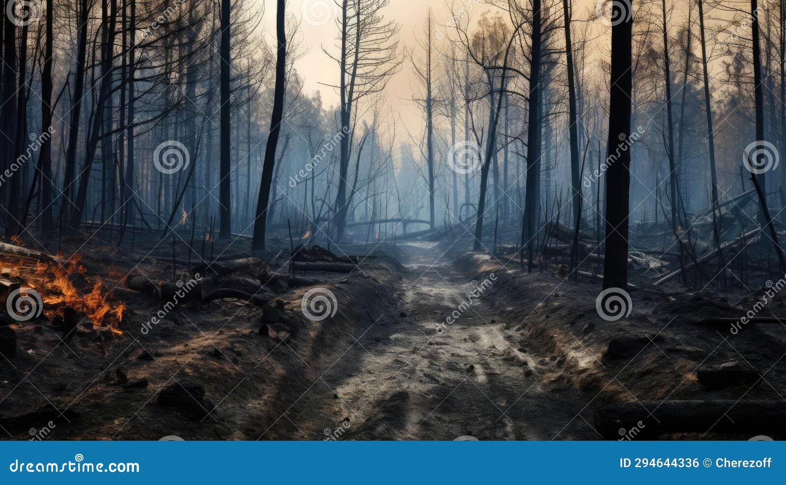 Scorched Forest after Wildfires Stock Photo - Image of landscape, plant ...