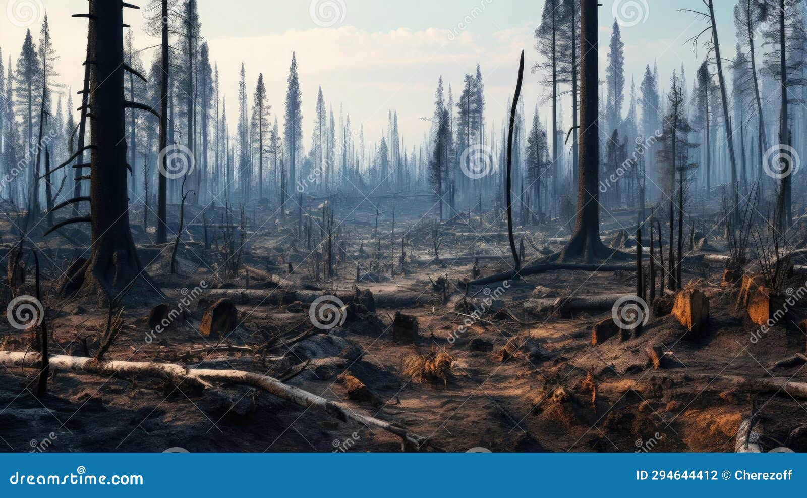 Scorched Forest after Wildfires Stock Photo - Image of problem, scenery ...