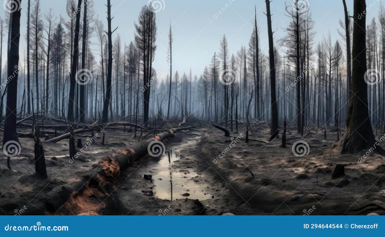 Scorched Forest after Wildfires Stock Photo - Image of hill, blackened ...