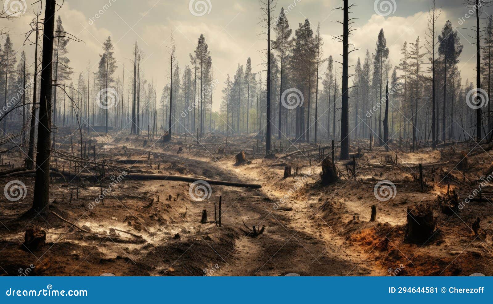 Scorched Forest after Wildfires Stock Image - Image of ecology, plant ...