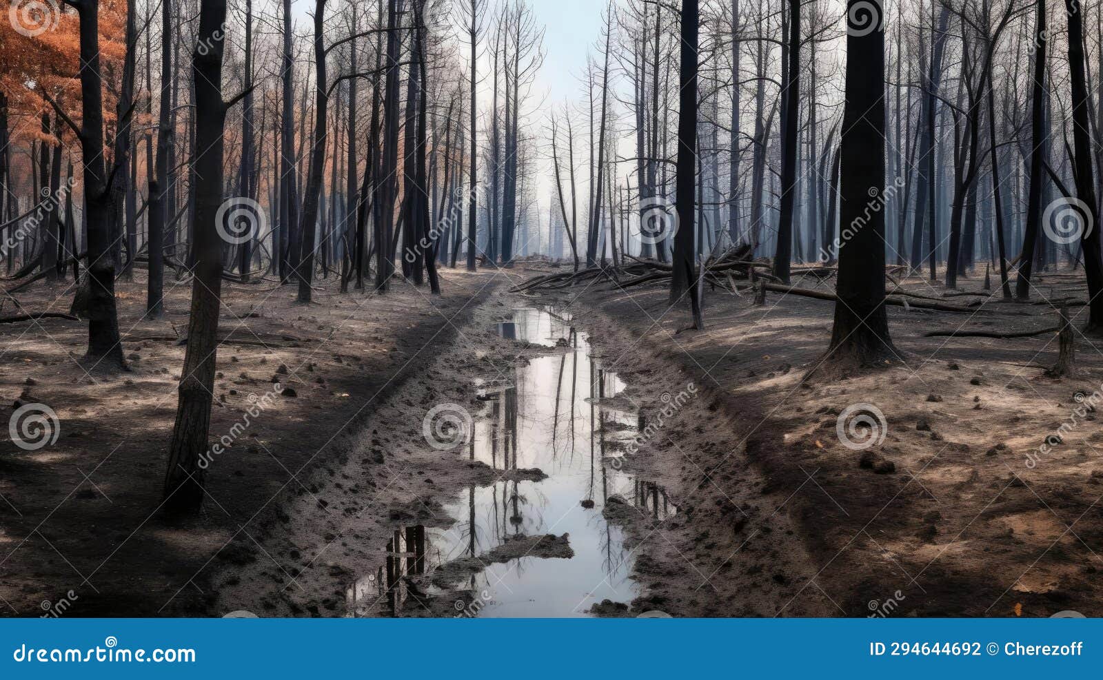 Scorched Forest after Wildfires Stock Photo - Image of blackened, tree ...