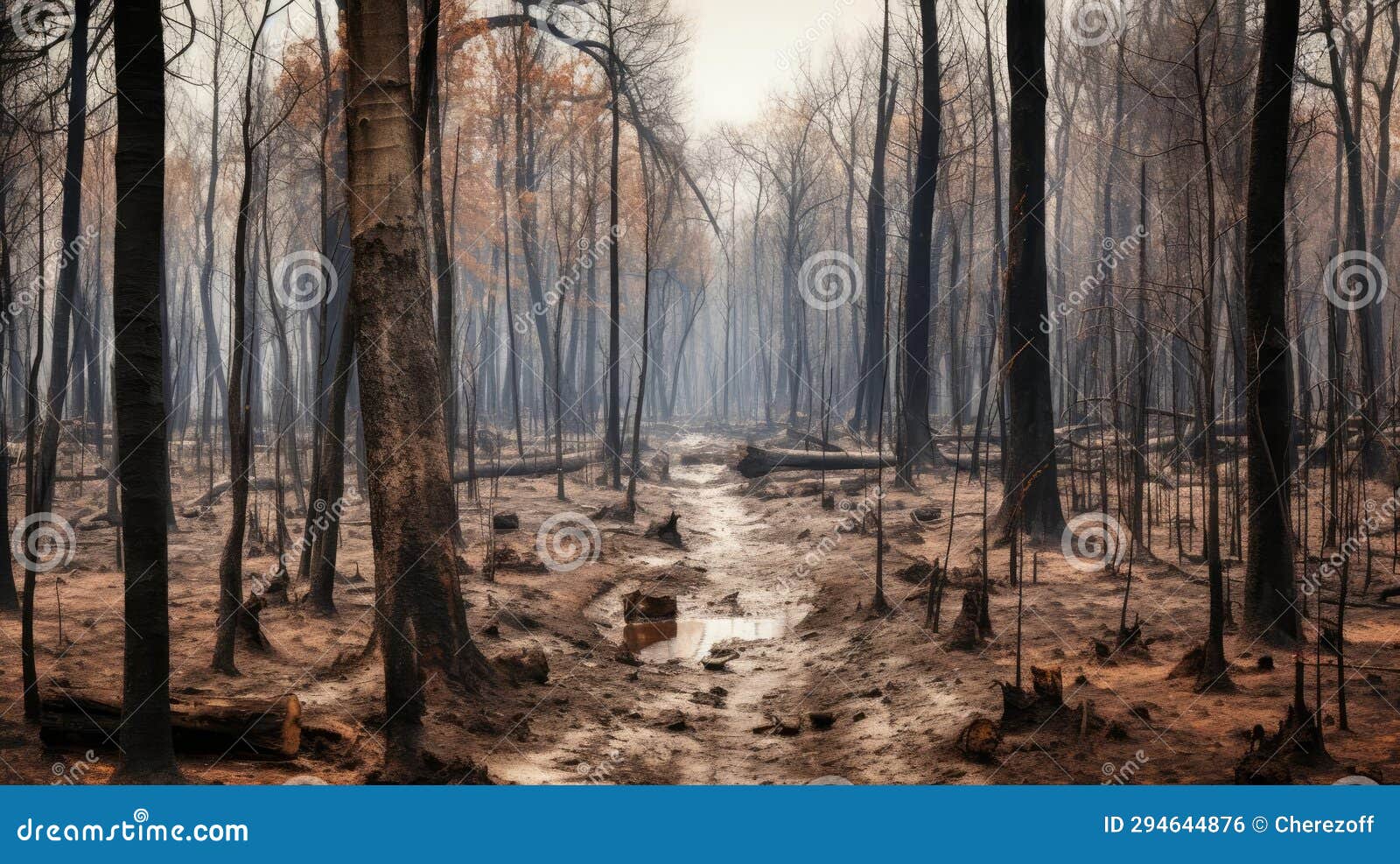 Scorched Forest after Wildfires Stock Photo - Image of scenery, tree ...