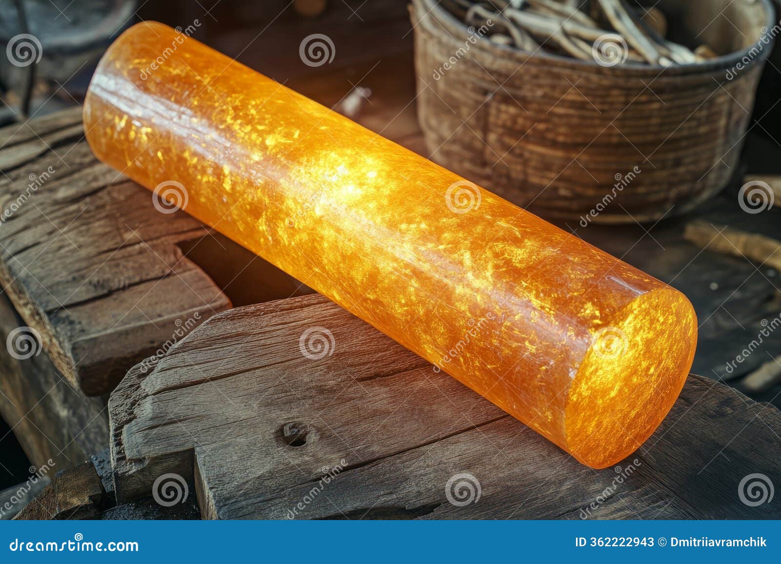 A Scorching Metal Billet Positioned on the Roller Table of a Rolling ...