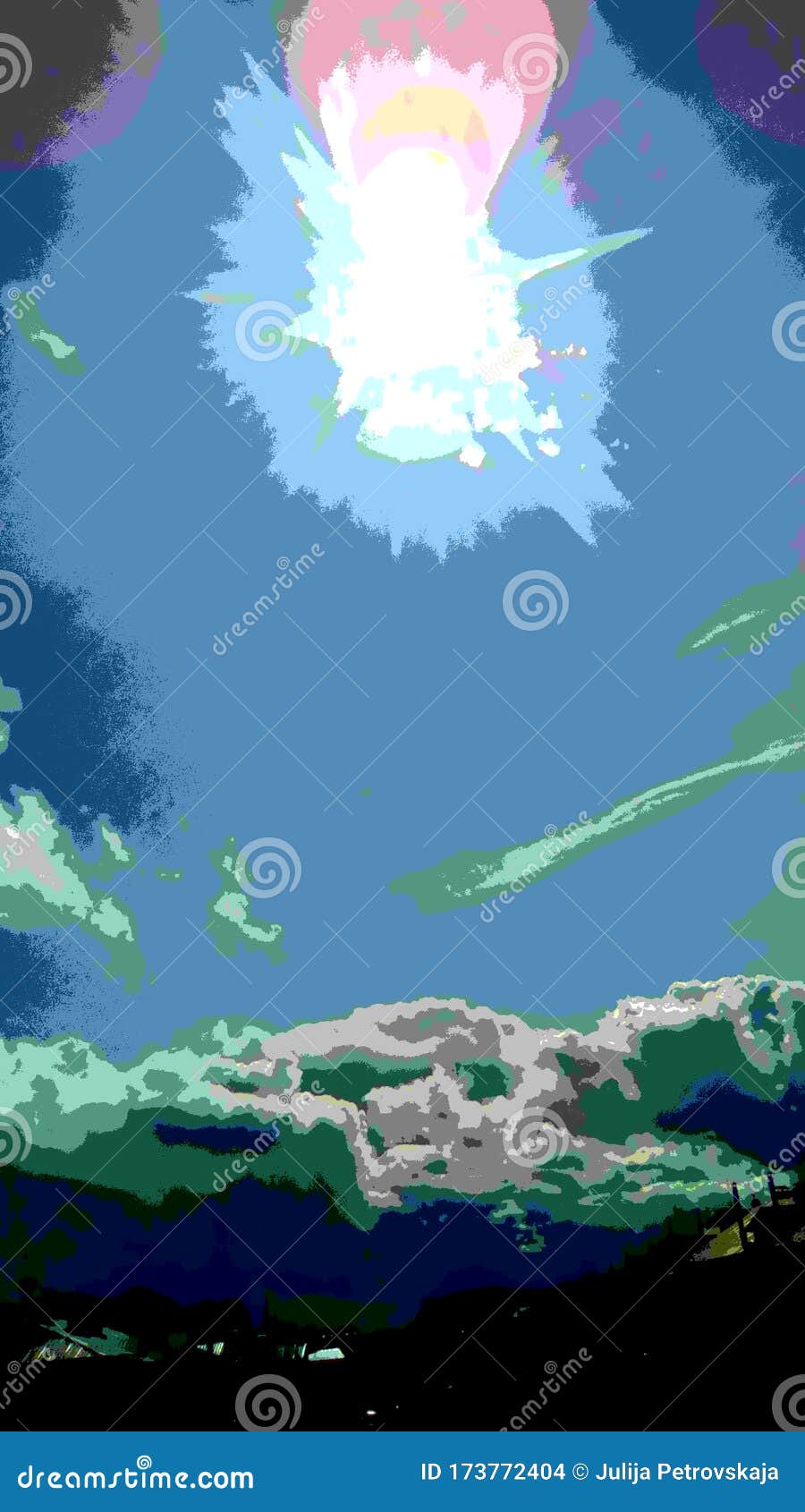 Scorching Midday White Sun on Blue Northern Sky with Dark Clouds Stock ...