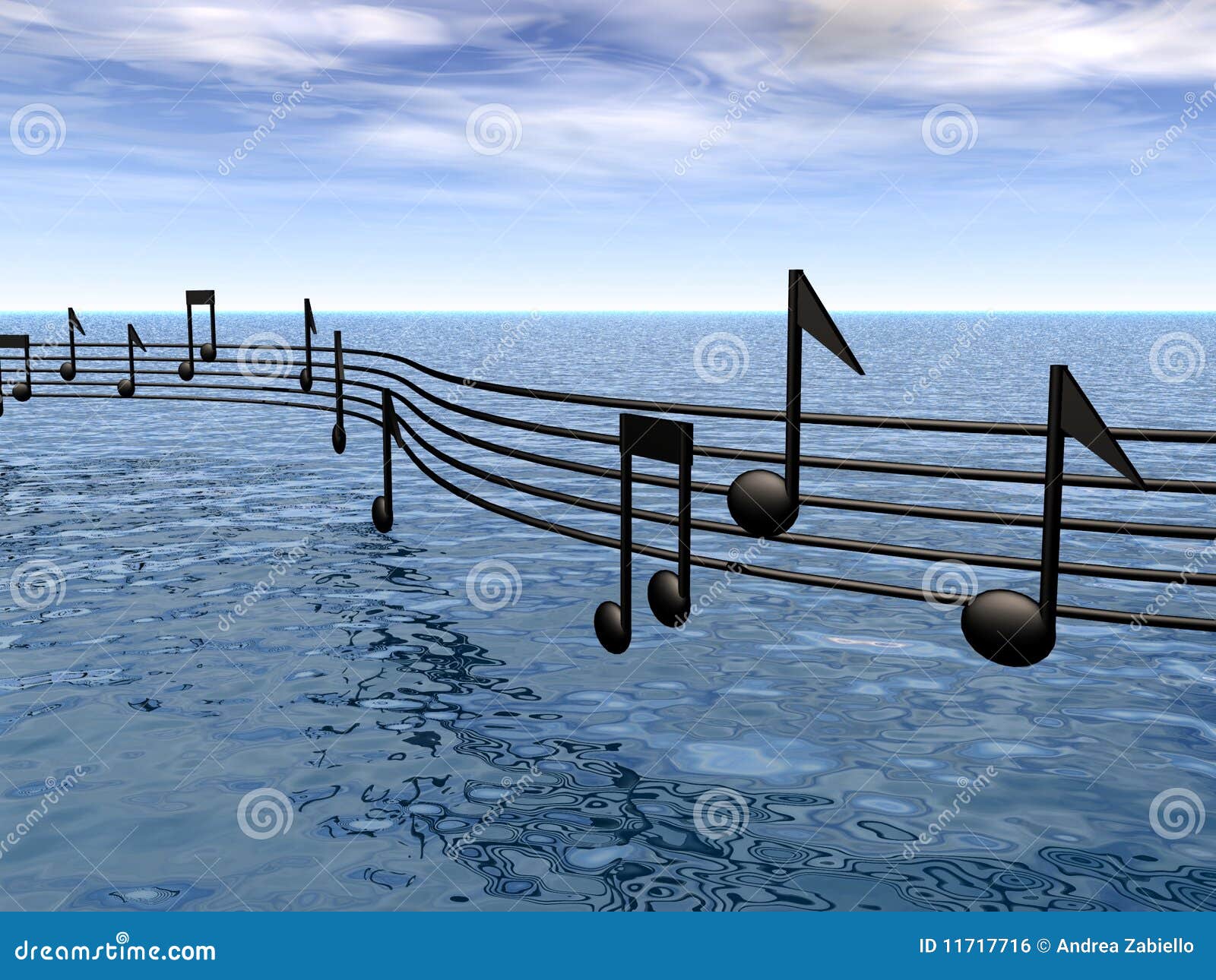 Score music over the sea stock illustration. Illustration of amusement ...