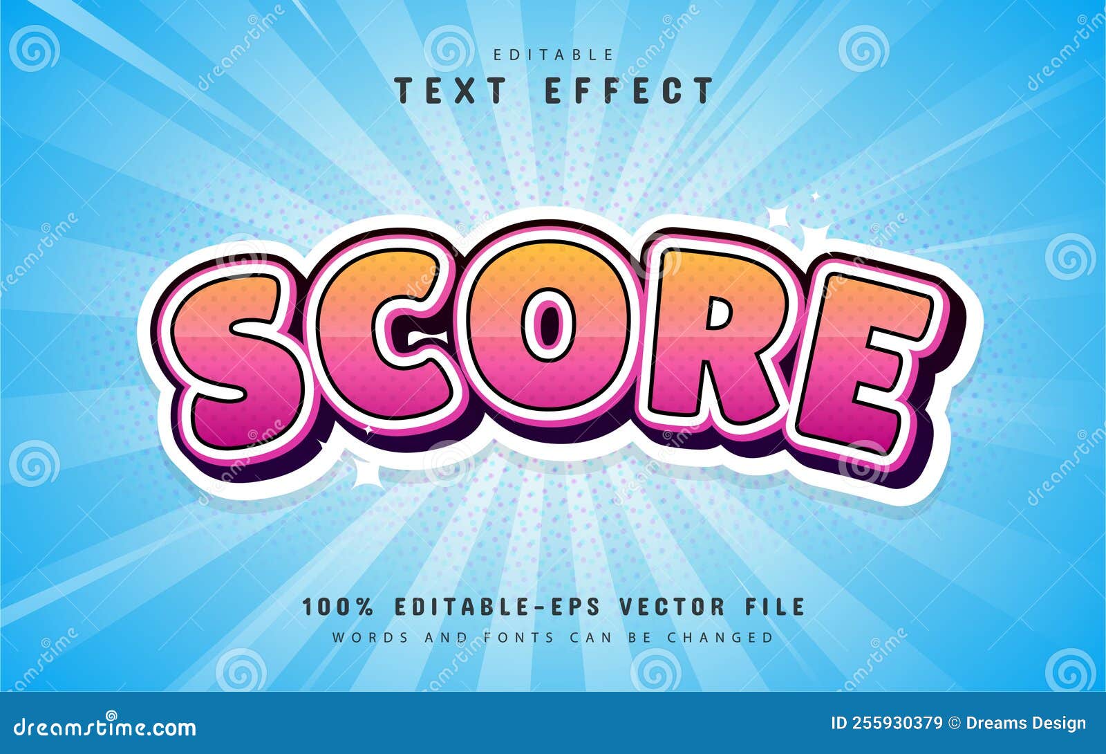 Score Text Effect Cartoon Style Stock Vector - Illustration of play ...