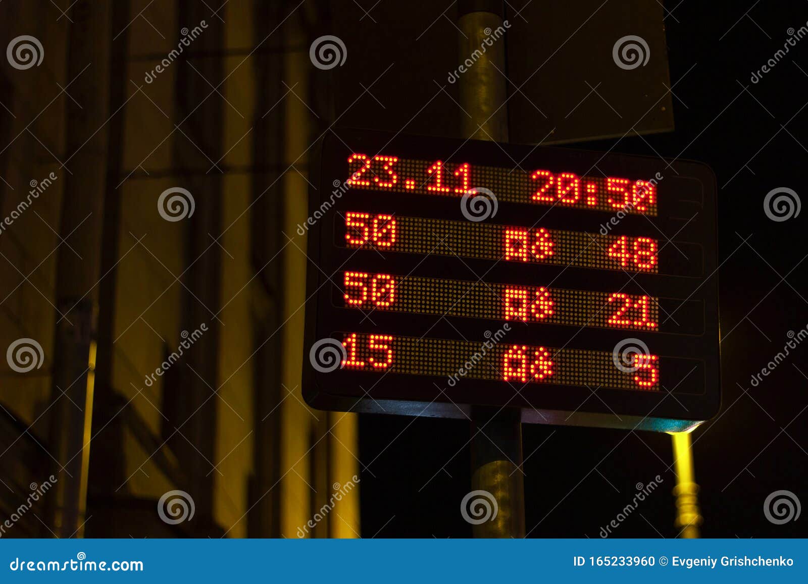 Scoreboard Bus Stop Schedule. Social Transport Infrastructure Message ...
